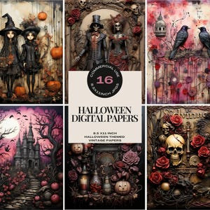 Vintage Halloween Digital Paper Pack, Spooky Gothic Aesthetic, Witchy ...