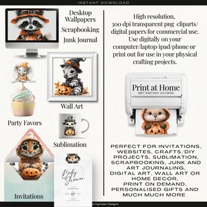 Boho Halloween Woodland Animals PNG Bundle, Cute Fall Animal Clipart ...