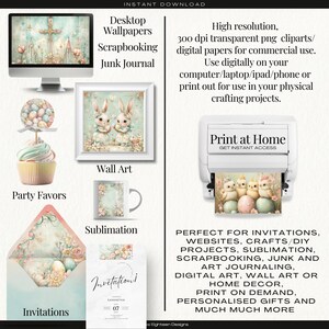 Pastel Easter Digital Paper Pack, Cute Bunny and Chick Backgrounds ...