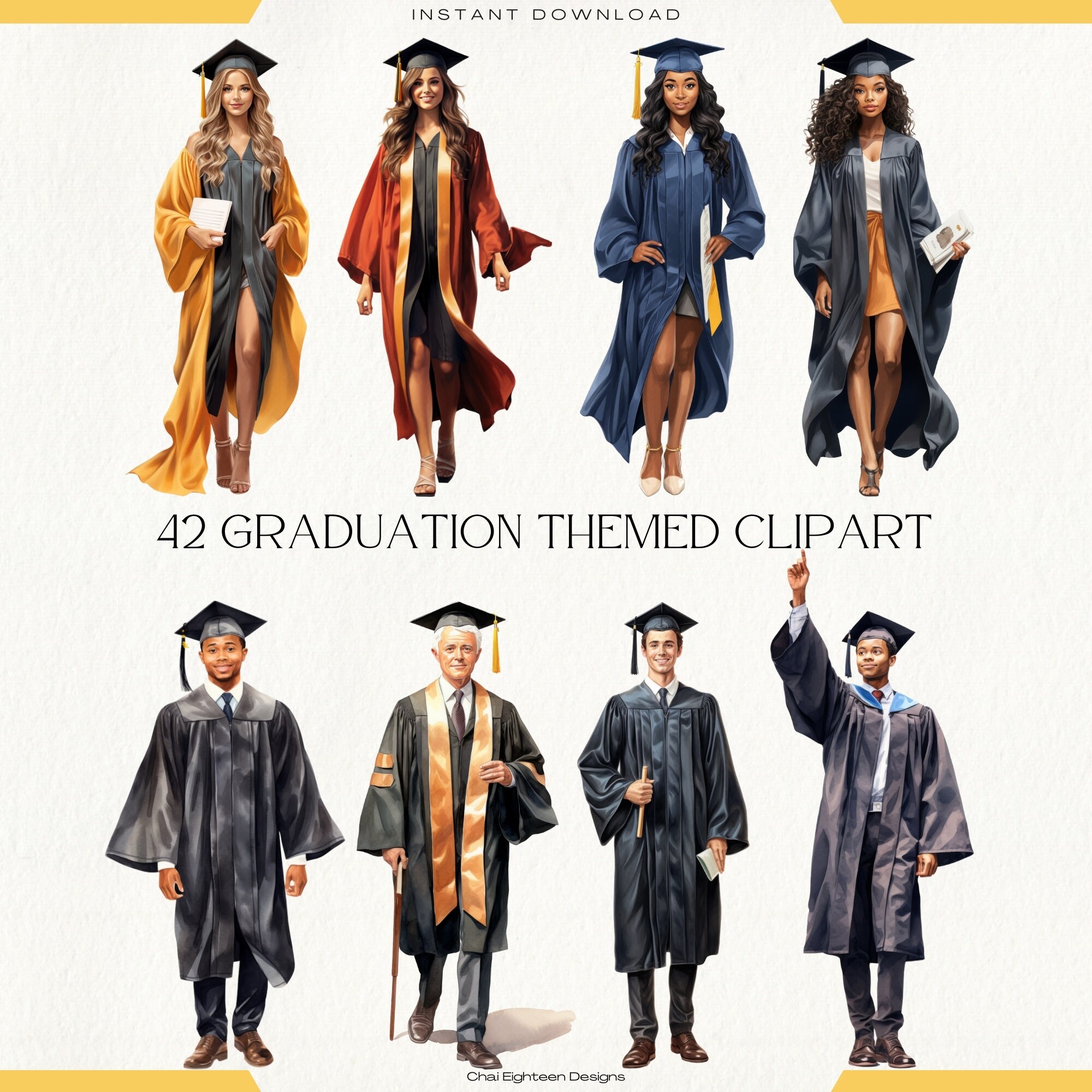 Graduation Clipart Bundle, Graduation Girl Graphics, Graduation Boy ...