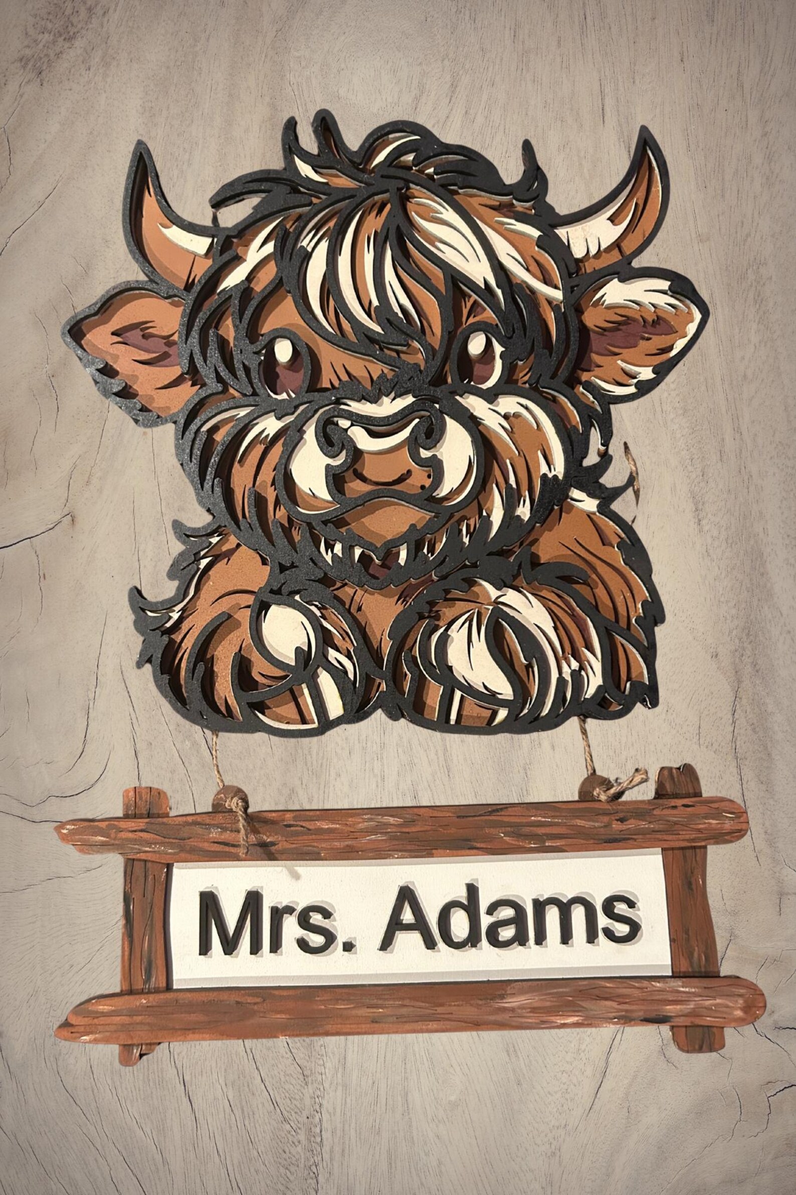 Highland Cow Layered Sign - Etsy