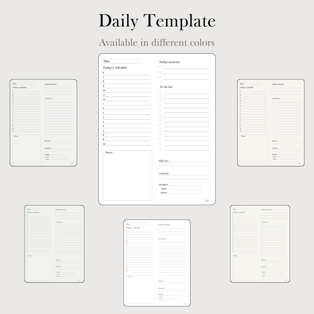 Minimalist Daily Planner Template | Hourly | Portrait | Black and White ...
