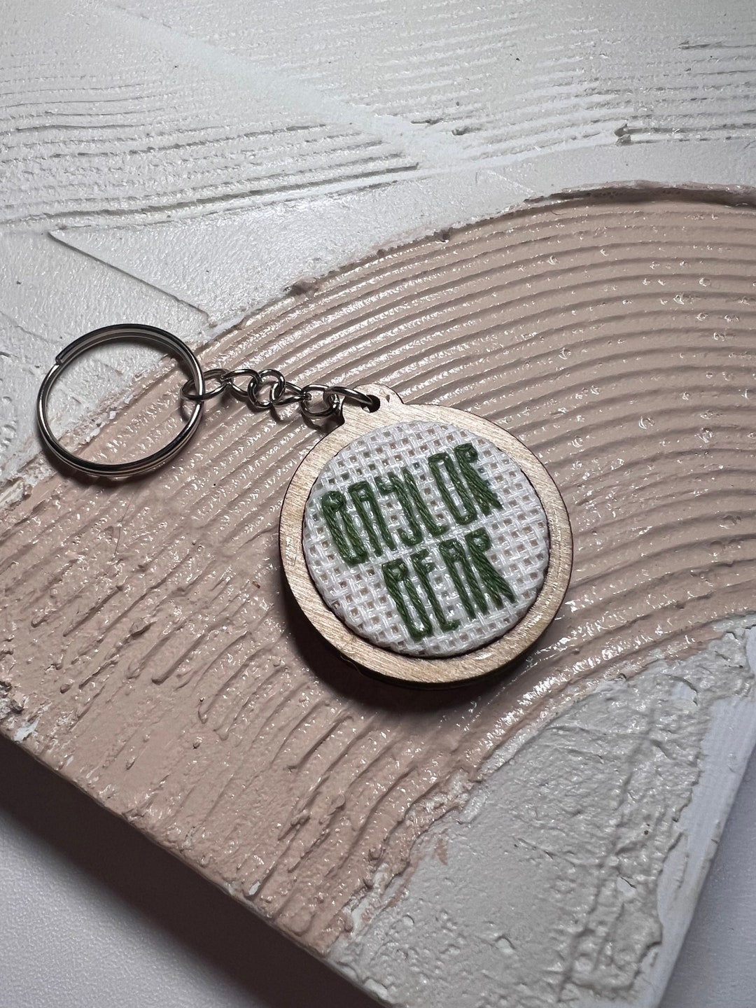 Hand Embroidered Baylor Bear Keychain Baylor University Embroidery ...