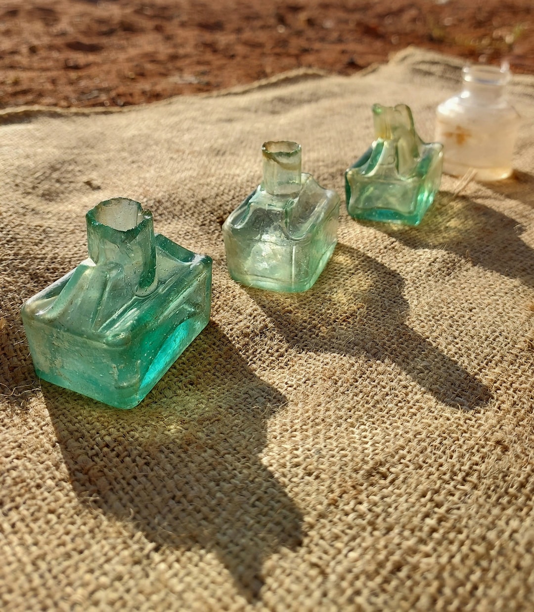 X4 Antique Glass Ink Bottles - Etsy Australia
