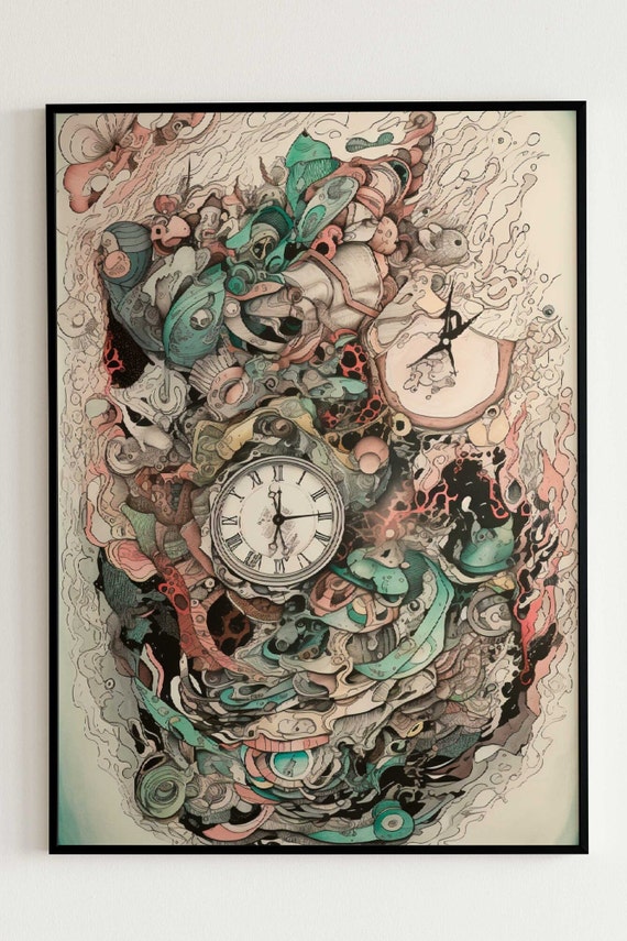 Person With Abstract Clock Paintings