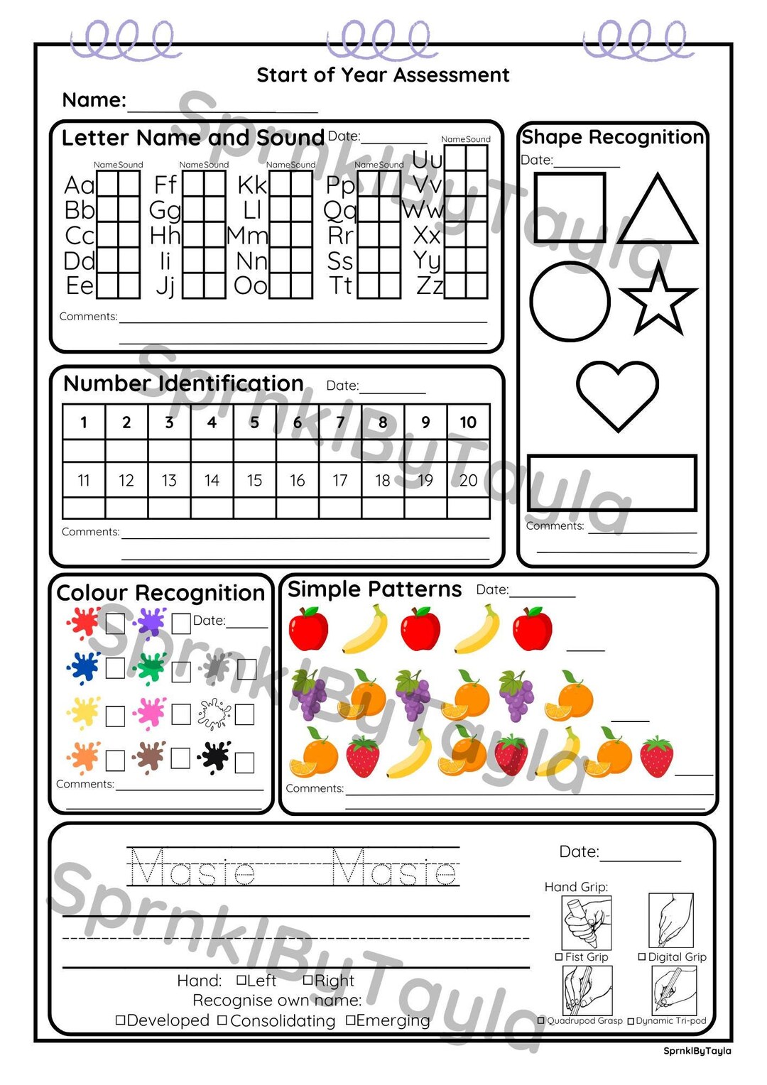 Start/end of Year Assessment (ages 3-6) - Etsy