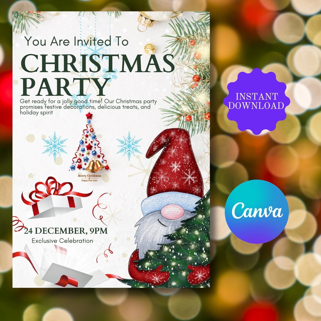 Editable Christmas Party Invitation Template, Christmas Dinner ...