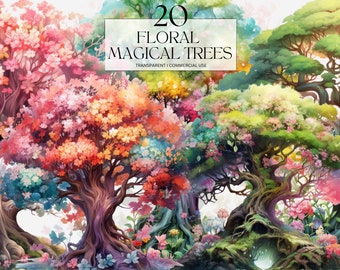 Fairy Magical Trees Clipart, Printable Botanical Fantasy Png, Enchanted ...
