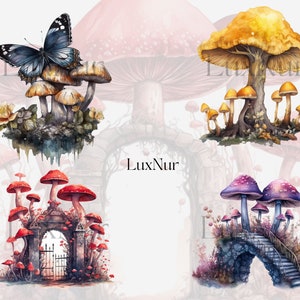 Watercolor Magic Mushroom Clipart, Printable Dark Fantasy Mushroom Png ...