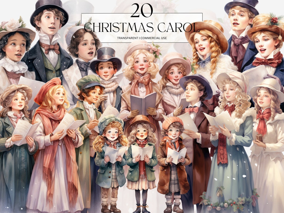 Watercolor Christmas Carol Clipart, Printable December Holiday Song Png ...