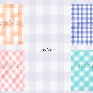 Watercolor Pastel Gingham Digital Paper, Printable Plaid Pattern Png ...