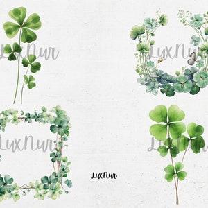 Watercolor Clover Clipart, Printable Fantasy Shamrock Png, Botanical ...