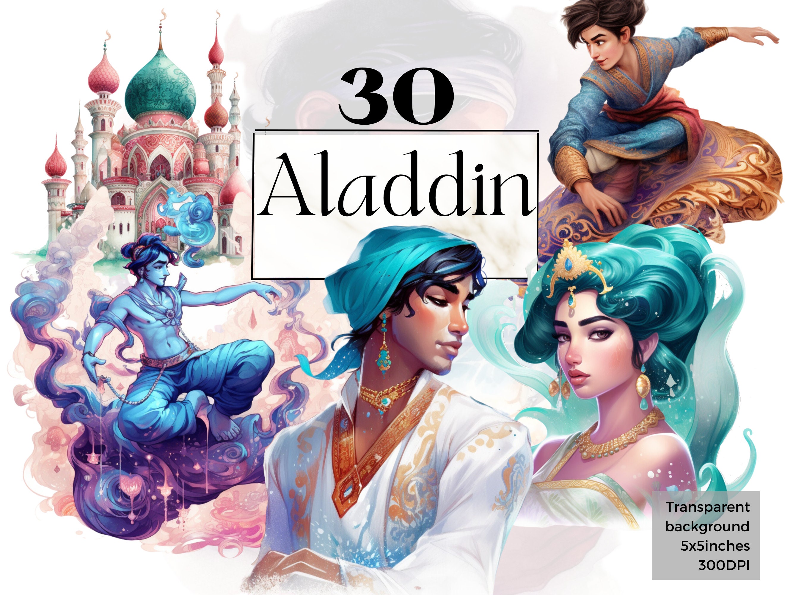 Watercolor Aladdin Clipart Png Printable Arabian Princess - Etsy UK