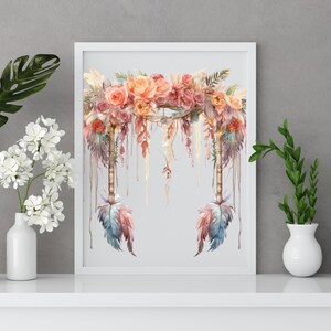 Watercolor Boho Wedding Arches Clipart, Printable Floral Ephemera Png ...
