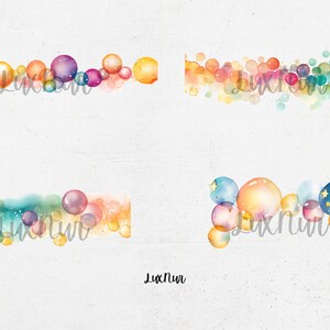 Watercolor Rainbow Bubble Borders Clipart, Printable Colorful 1st ...