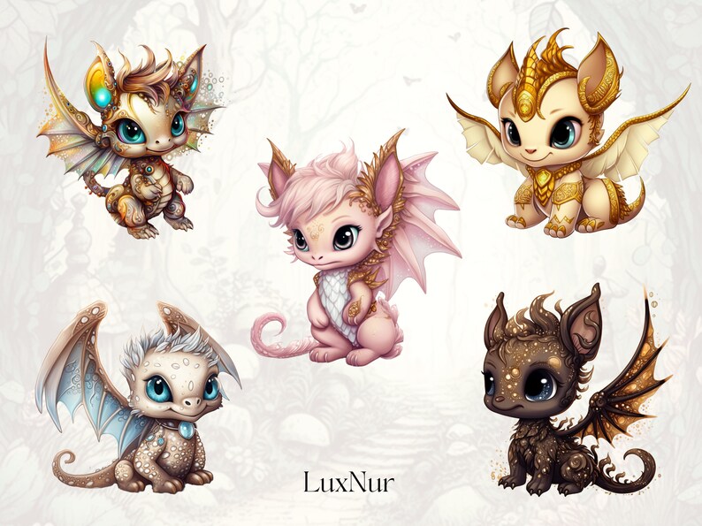 Printable Woodland Baby Dragon Png Clipart Fantasy Fairytale - Etsy