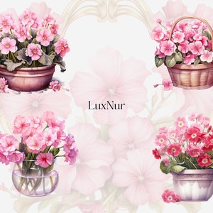 Watercolor Primrose Clipart, Printable Botanical Floral Ephemera Png ...