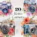 Watercolor Retro Camera Clipart, Printable Floral Camera Png, Floral ...