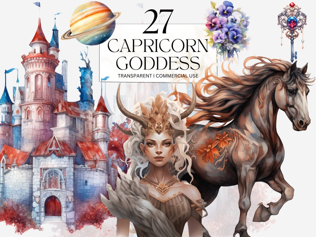 Watercolor Capricorn Goddess Clipart Printable Zodiac Sign Astrology ...