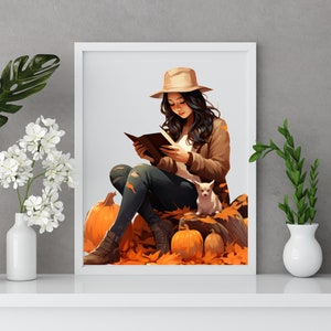 Watercolor Autumn Cozy Bookworm Clipart, Printable Fall Book Ephemera ...