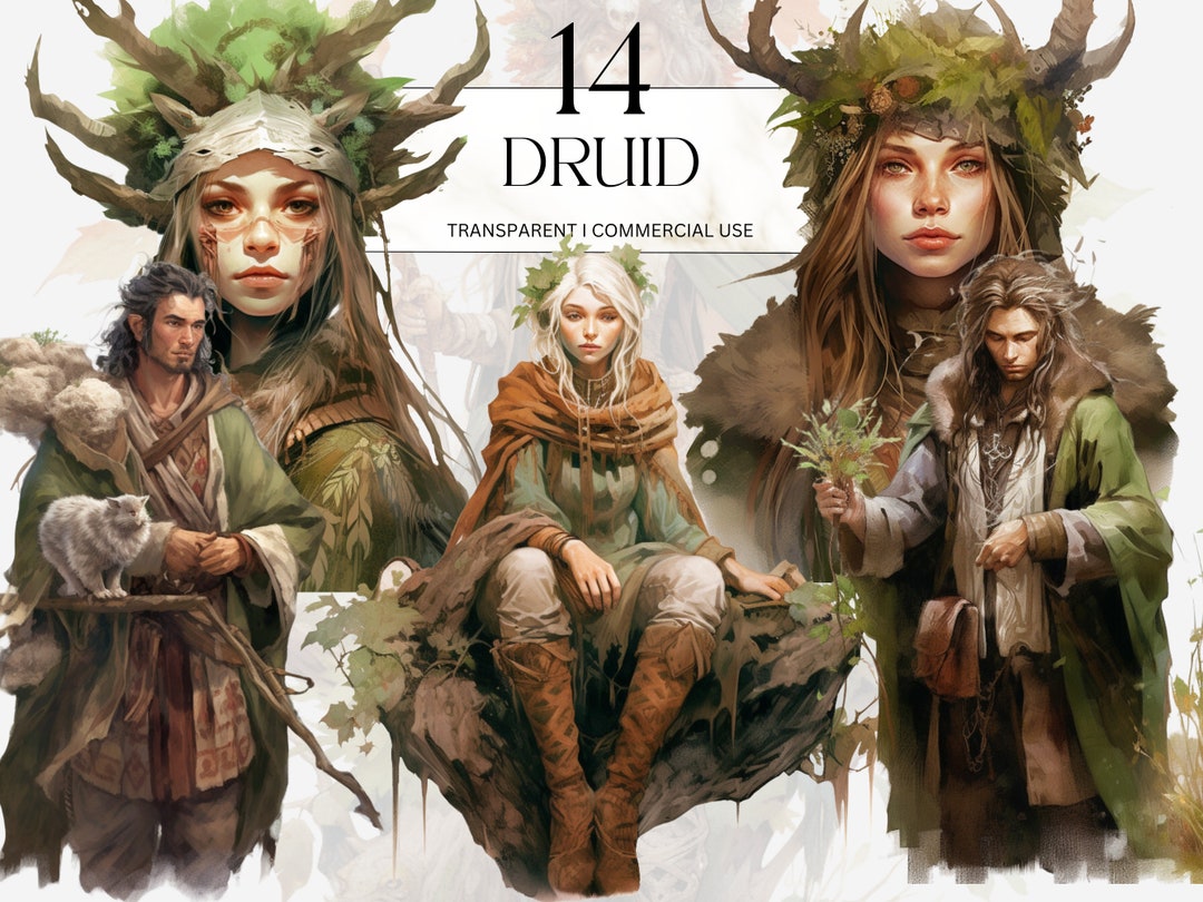 Watercolor Druid Clipart Printable Dungeons and Dragons Dnd RPG Game Character Pagan Nature ...