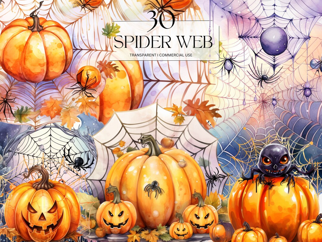 Watercolor Spider Web Clipart, Printable Magical Spooky Cobweb Png ...