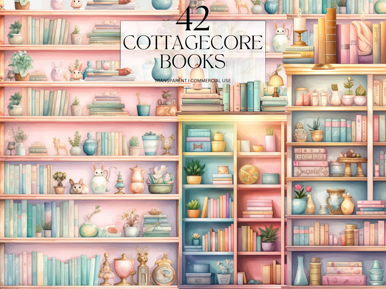 Watercolor Cottagecore Books Clipart Printable Cozy Reading - Etsy