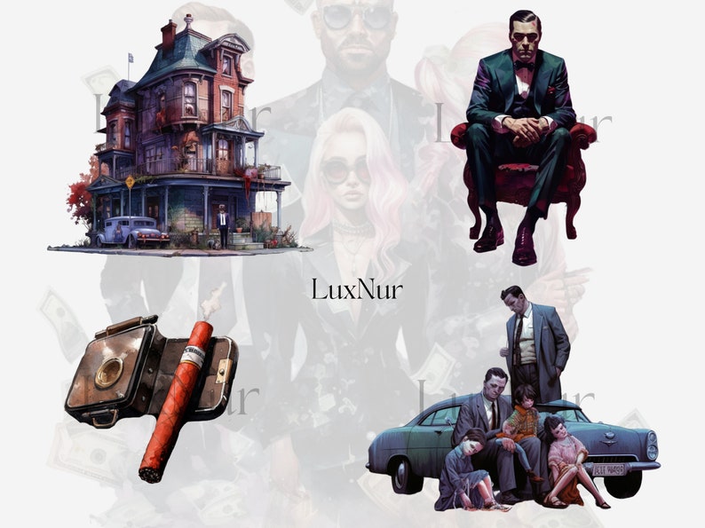 Watercolor Mafia Family Clipart Printable Gangster Art Print - Etsy