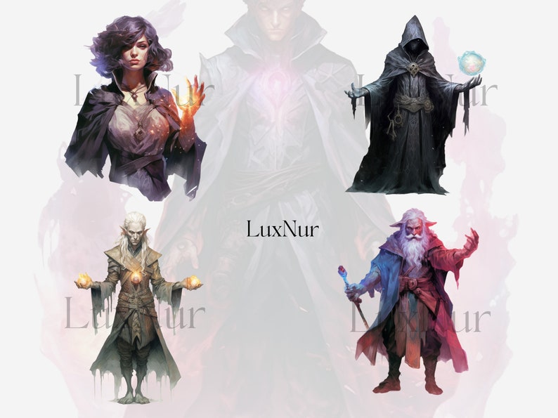 Watercolor Warlock Clipart Printable Dungeons and Dragons Dnd - Etsy