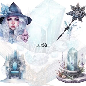 Watercolor Ice Queen Witch Clipart Png, Printable Frozen Snow Dark ...
