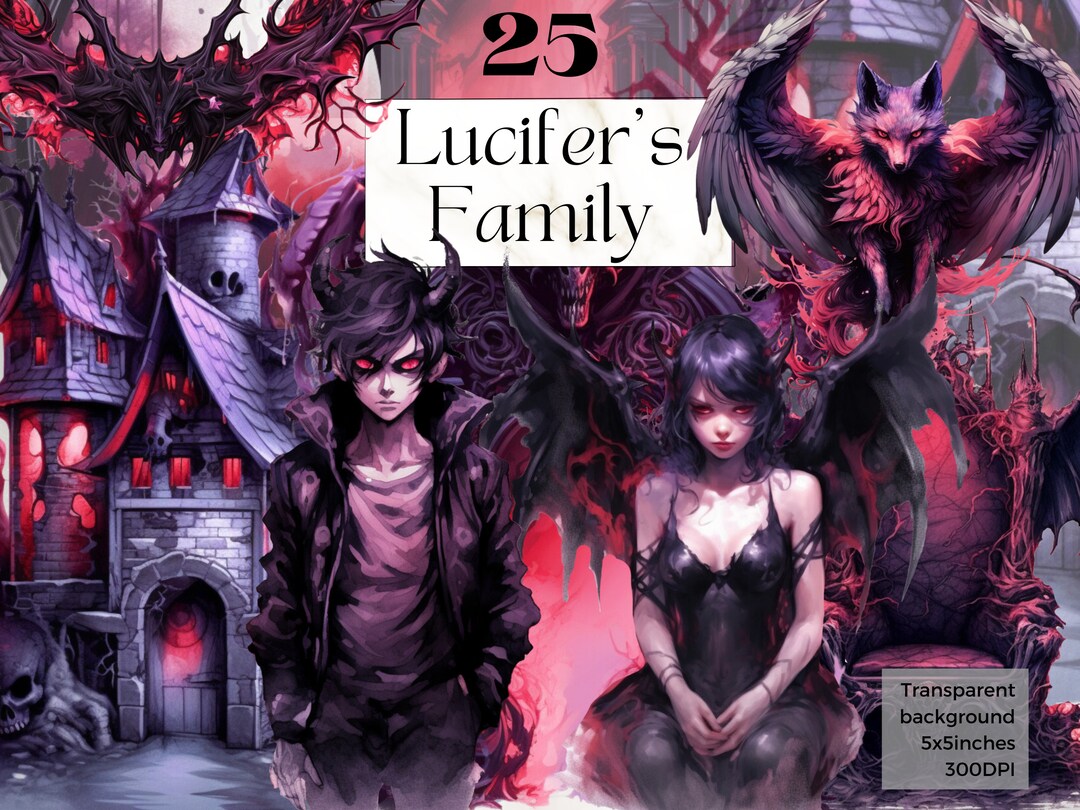 Watercolor Lucifer's Family Clipart, Printable Lucifer Morningstar Png ...