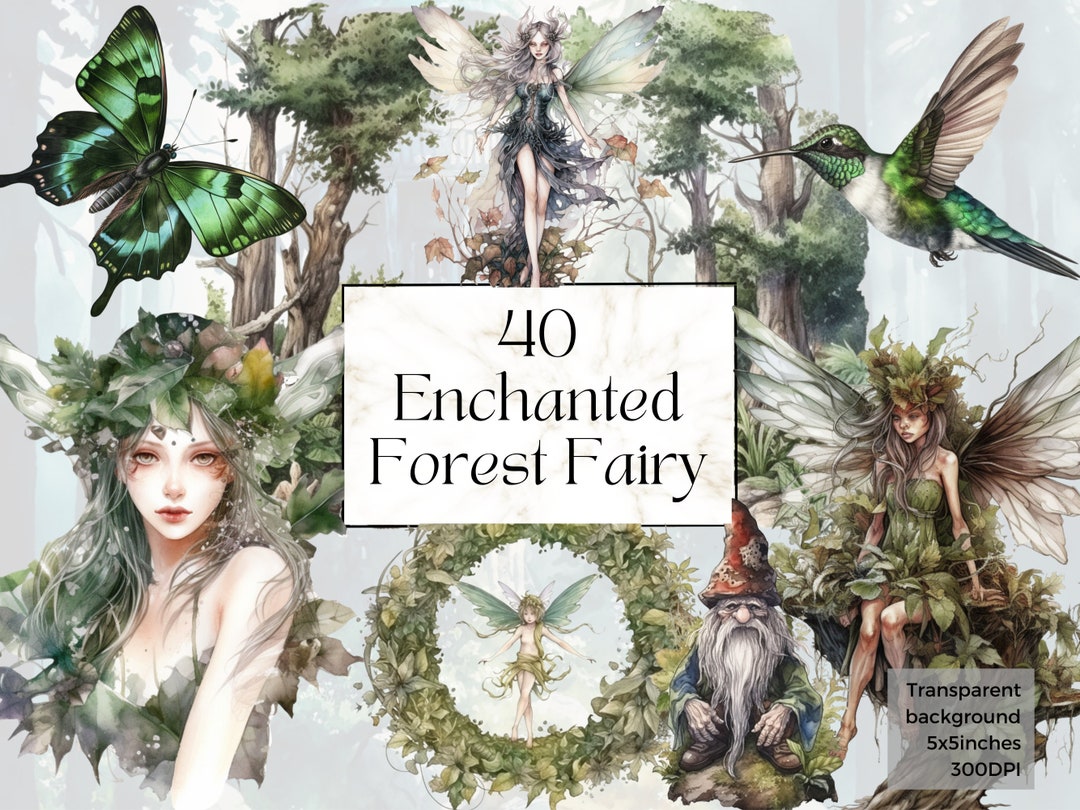 Watercolor Enchanted Forest Fairy Png Clipart, Printable Fairytale ...