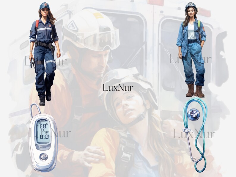 Watercolor Paramedic Clipart Printable Medical Professional - Etsy