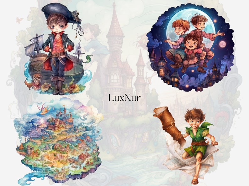 Watercolor Peter Pan Clipart Png Printable Tinkerbell - Etsy