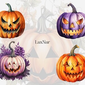 Watercolor Jack O Lantern Clipart, Printable Horror Decorations Png ...