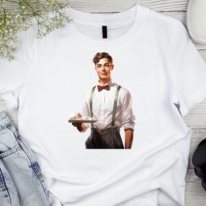 Watercolor Waiter & Waitress Clipart, Printable Restaurant Bistro Png ...