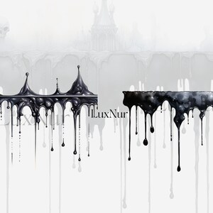 Black Goo Watercolor Drip Clipart, Printable Paint Splash Png, Gothic ...