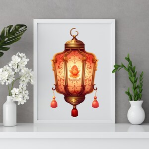 Watercolor Paper Lantern Clipart Printable Autumn Chinese Lantern Png ...