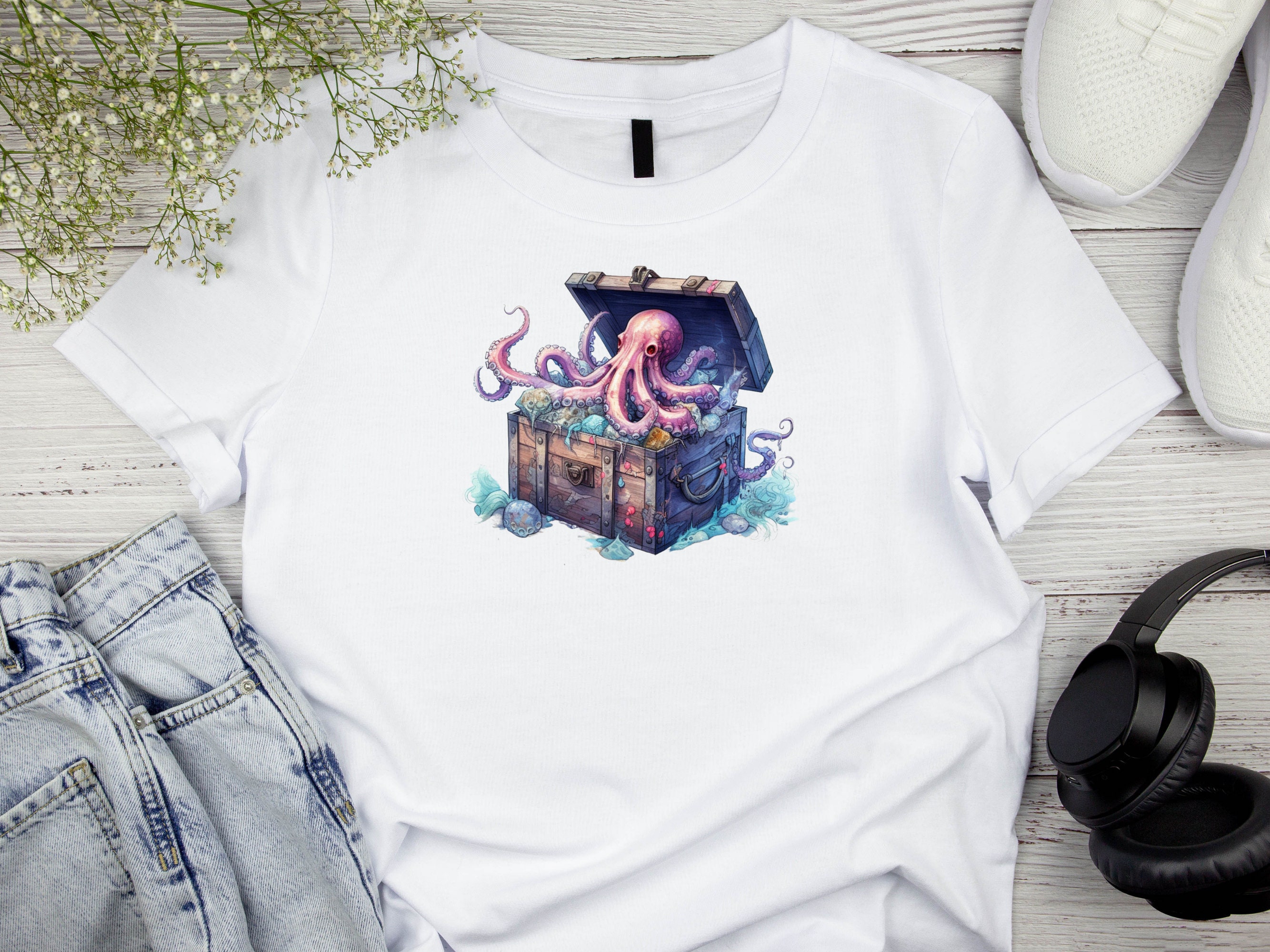 Watercolor Kraken Clipart Printable Giant Octopus Art Print - Etsy