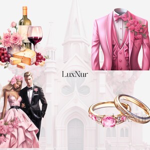 Watercolor Barbie Pink Wedding Clipart, Printable Fantasy Bride and ...