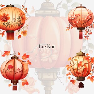 Watercolor Paper Lantern Clipart Printable Autumn Chinese Lantern Png ...