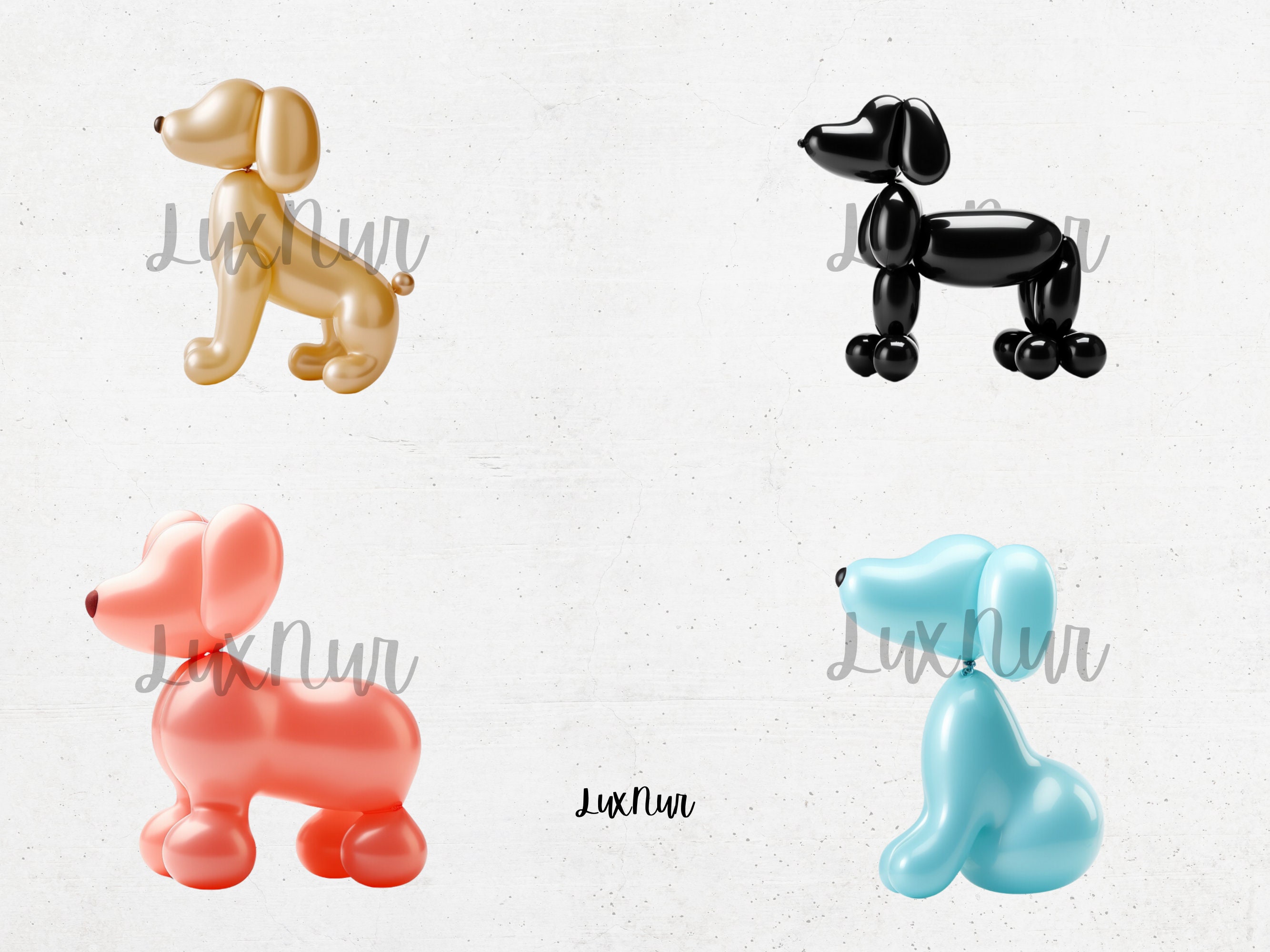 Watercolor Pastel Balloon Dog Clipart Printable Kawaii Poodle - Etsy