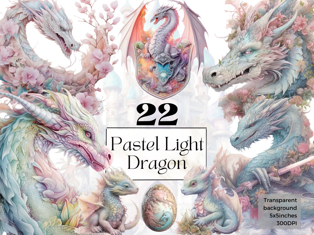 Pastel Dragon Clipart Png, Watercolor Floral Dragon, Fantasy Clipart ...