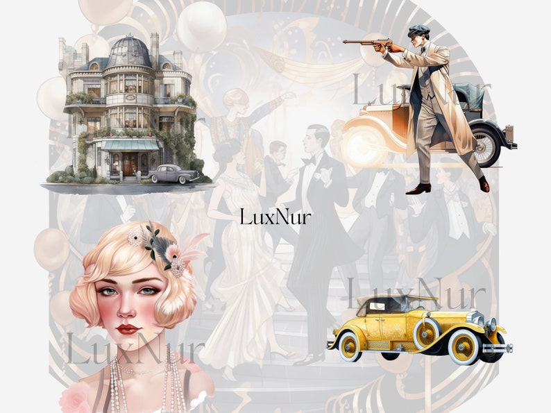 Watercolor the Great Gatsby Clipart Png Printable 1920s - Etsy Australia