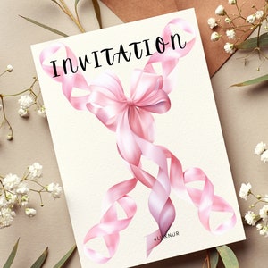 Watercolor Pink Ribbon Clipart, Printable Kawaii Birthday Party Png ...