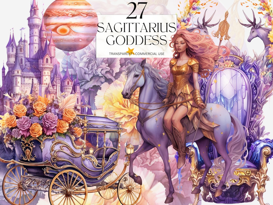 Watercolor Sagittarius Goddess Clipart, Printable Zodiac Sign Astrology ...