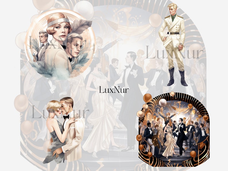 Watercolor the Great Gatsby Clipart Png Printable 1920s - Etsy Australia