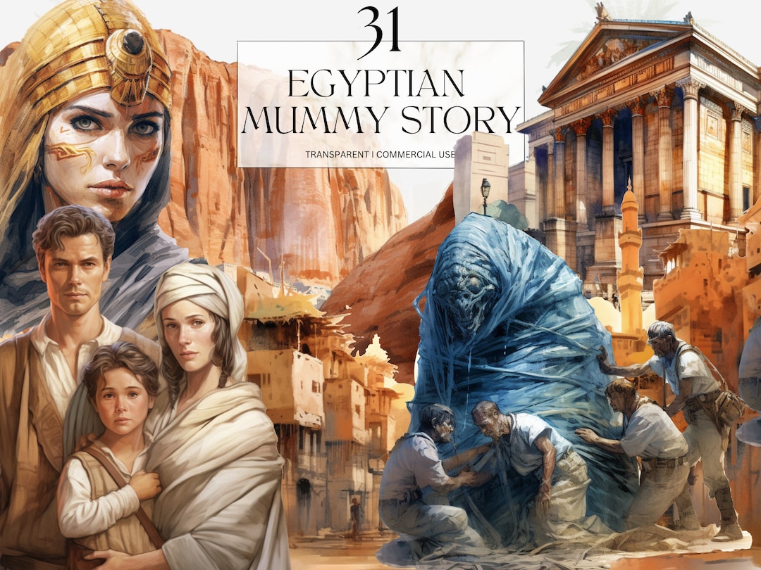 Watercolor Egyptian Mummy Story Clipart, Printable Ancient Egypt Png ...