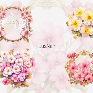 Watercolor Primrose Clipart, Printable Botanical Floral Ephemera Png ...