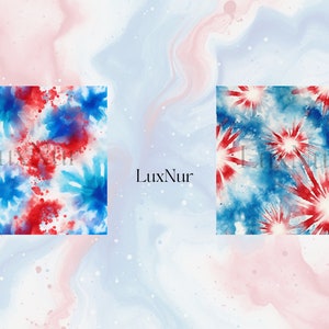 Watercolor Red White Blue Tie Dye Digital Paper, Printable Abstract ...
